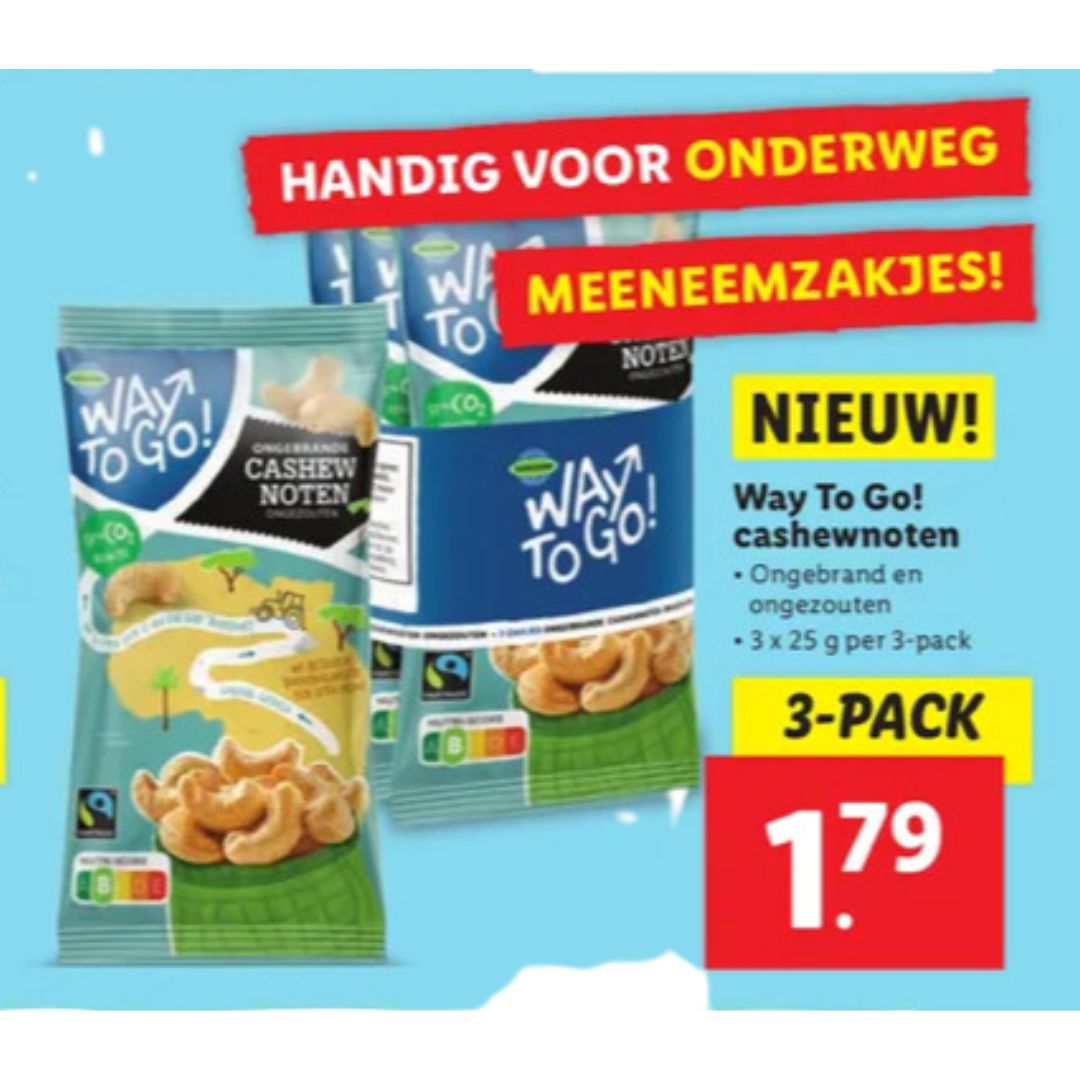 Lidl Way To Go! Cashewnoten meeneemzakjes - Bonusvegan